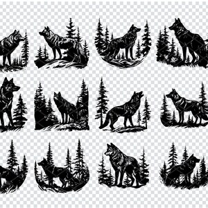 WILD GRAY WOLF Svg, Wild Gray Wolf Svg Files for Cricut, Pine Forest ...