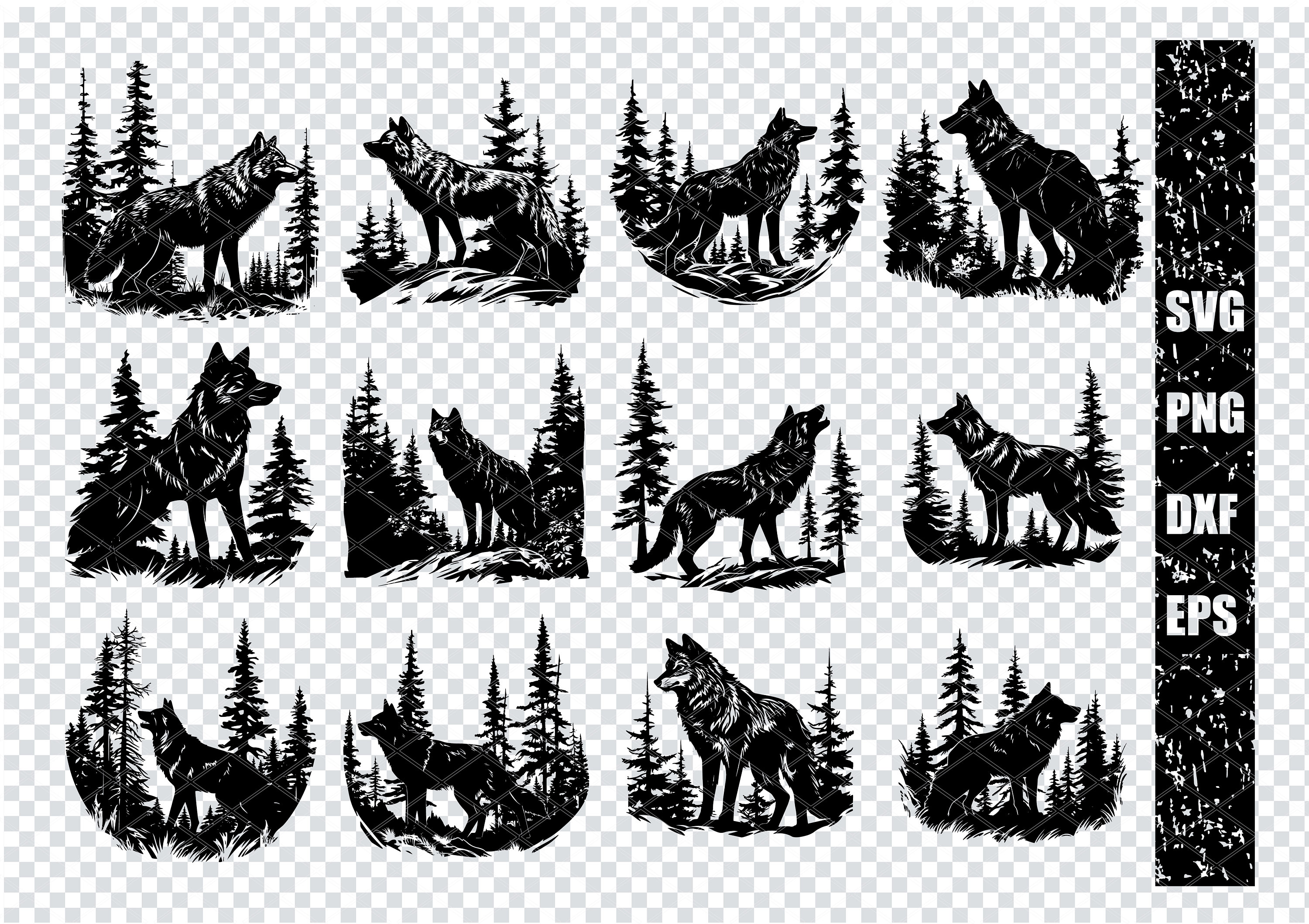 WILD GRAY WOLF Svg, Wild Gray Wolf Svg Files for Cricut, Pine Forest ...