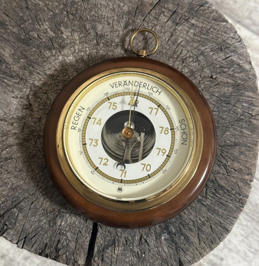 Vintage Barometer HUGER Wall Mounted Wooden Home Pressure - Etsy