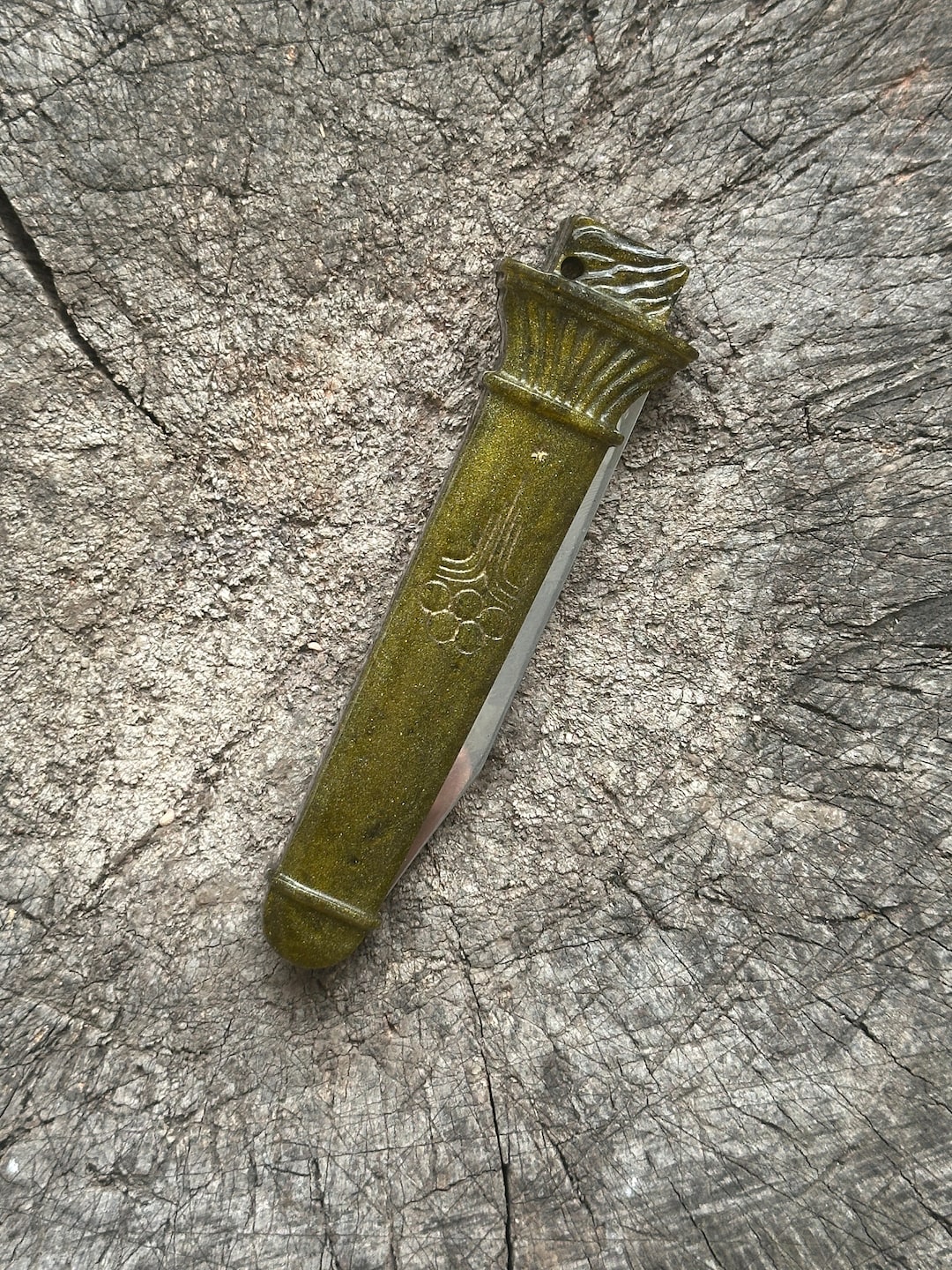 Knife Handmade Prison ART Olympic Torch Folding Knife Collectible Knife ...