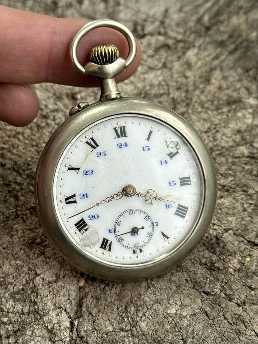 Vintage Pocket Watch HORLOGERIE SOIGNEE Mechanical Watch ARGENTAN Works ...