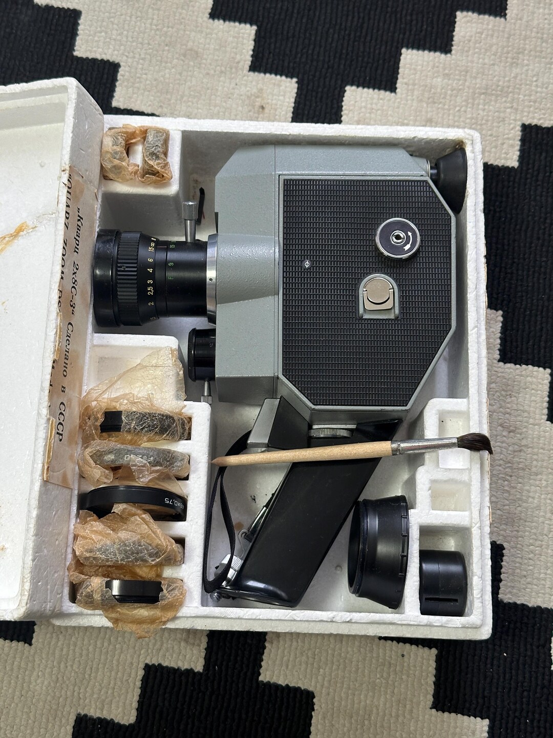 USSR Soviet Mechanical Cine Movie Camera Quartz 2x8c-3 Meteor-8m-1 Zoom ...