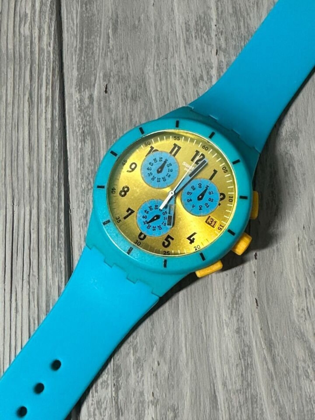 Father's Day Gift Idea Watch SWATCH SWISS Sr936sw Chronograph Blue ...