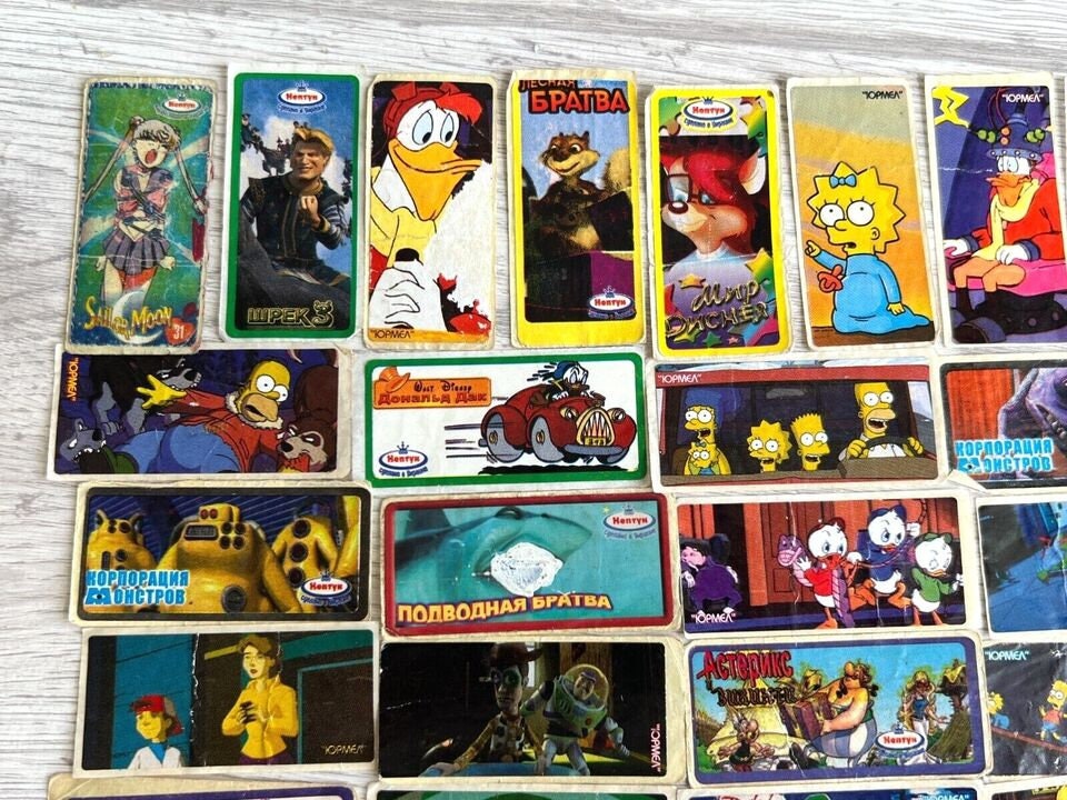 Chewing Gum Sticker Simpsons Bubble Gum Stickers Cartoons Set 65 Pcs - Etsy