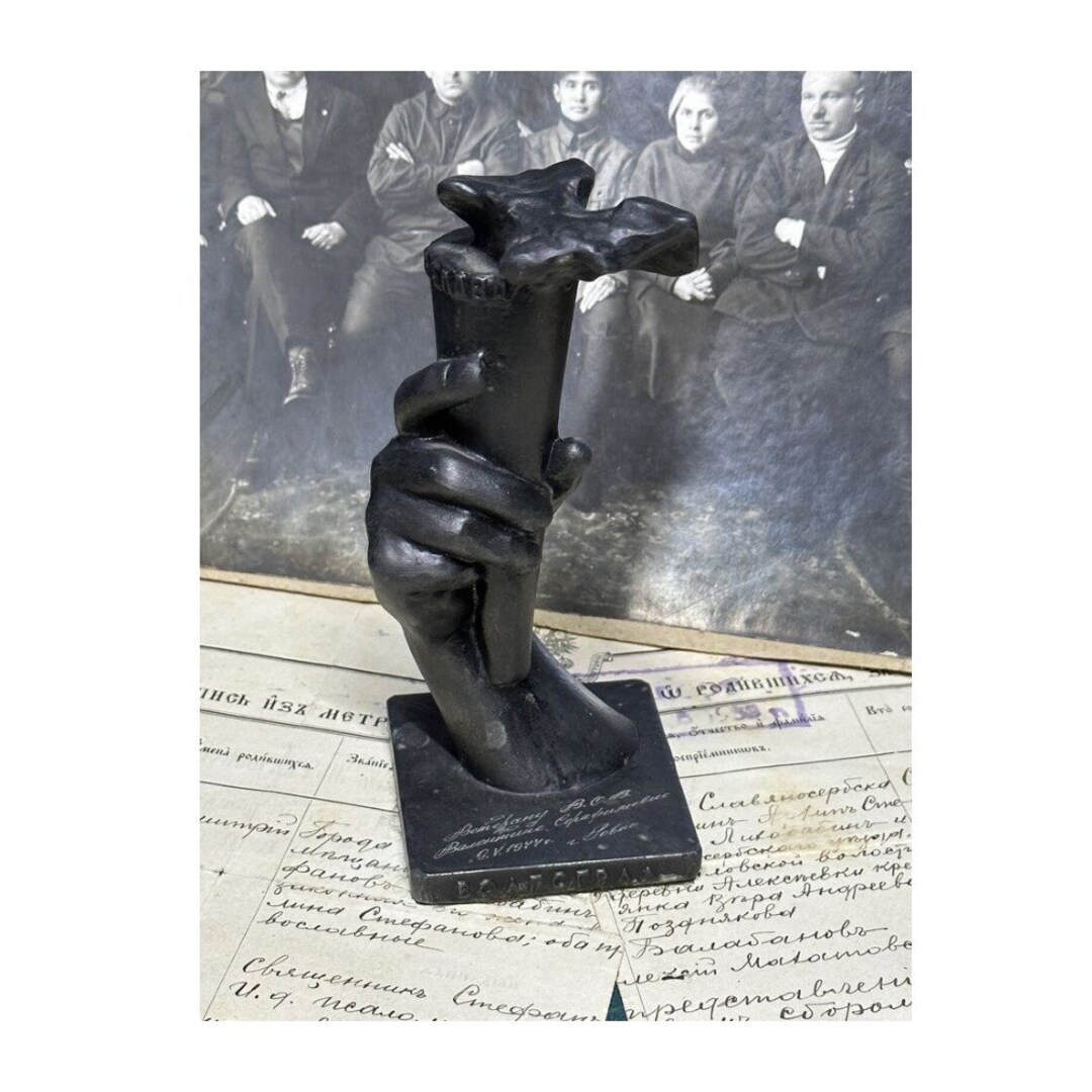 1977 STATUE BUST Figurine Soviet USSR Torch of Glory Hand Volgograd ...