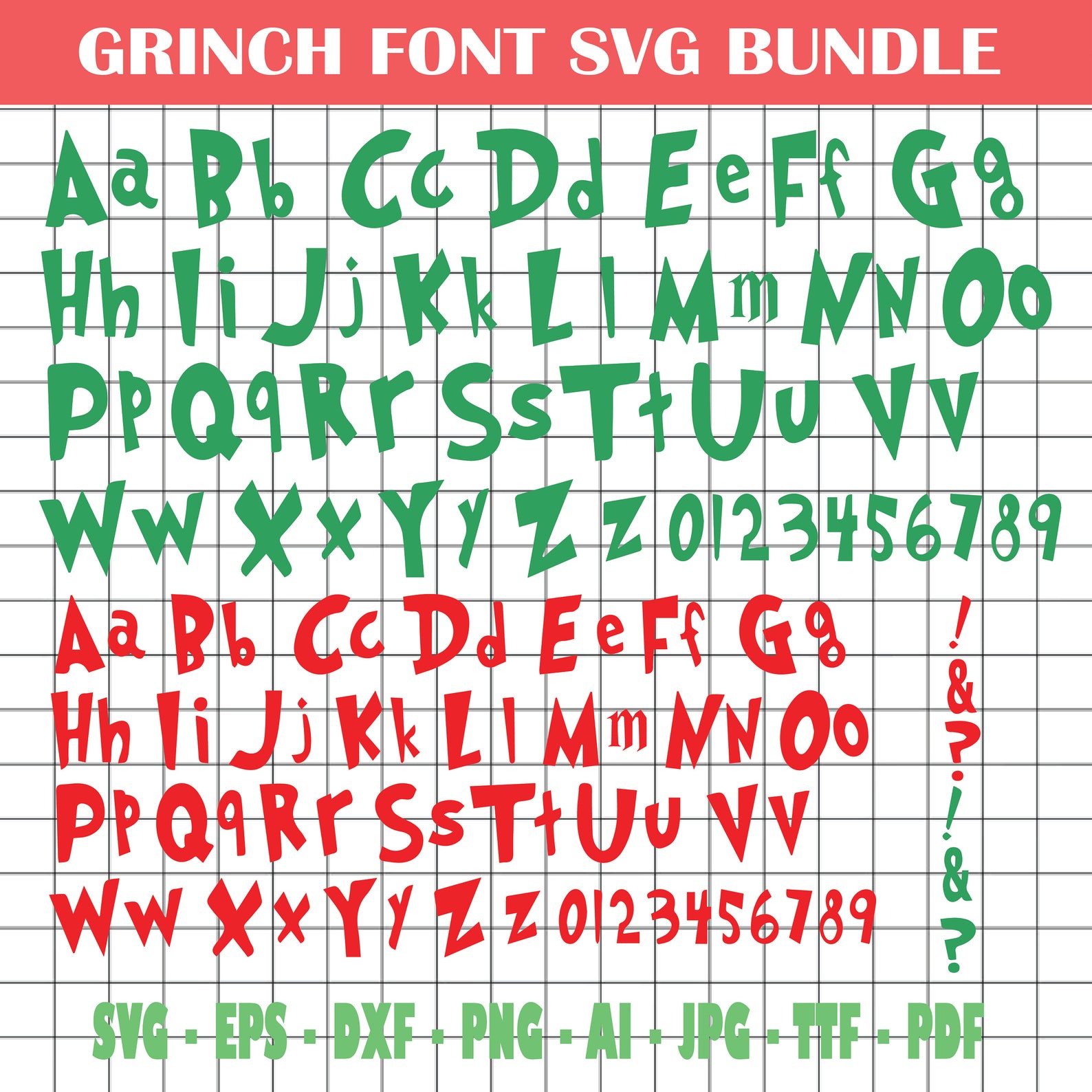 Grinch Font SVG, PNG, Cricut, Font Svg, Grinch Alphabet Layered Svg ...