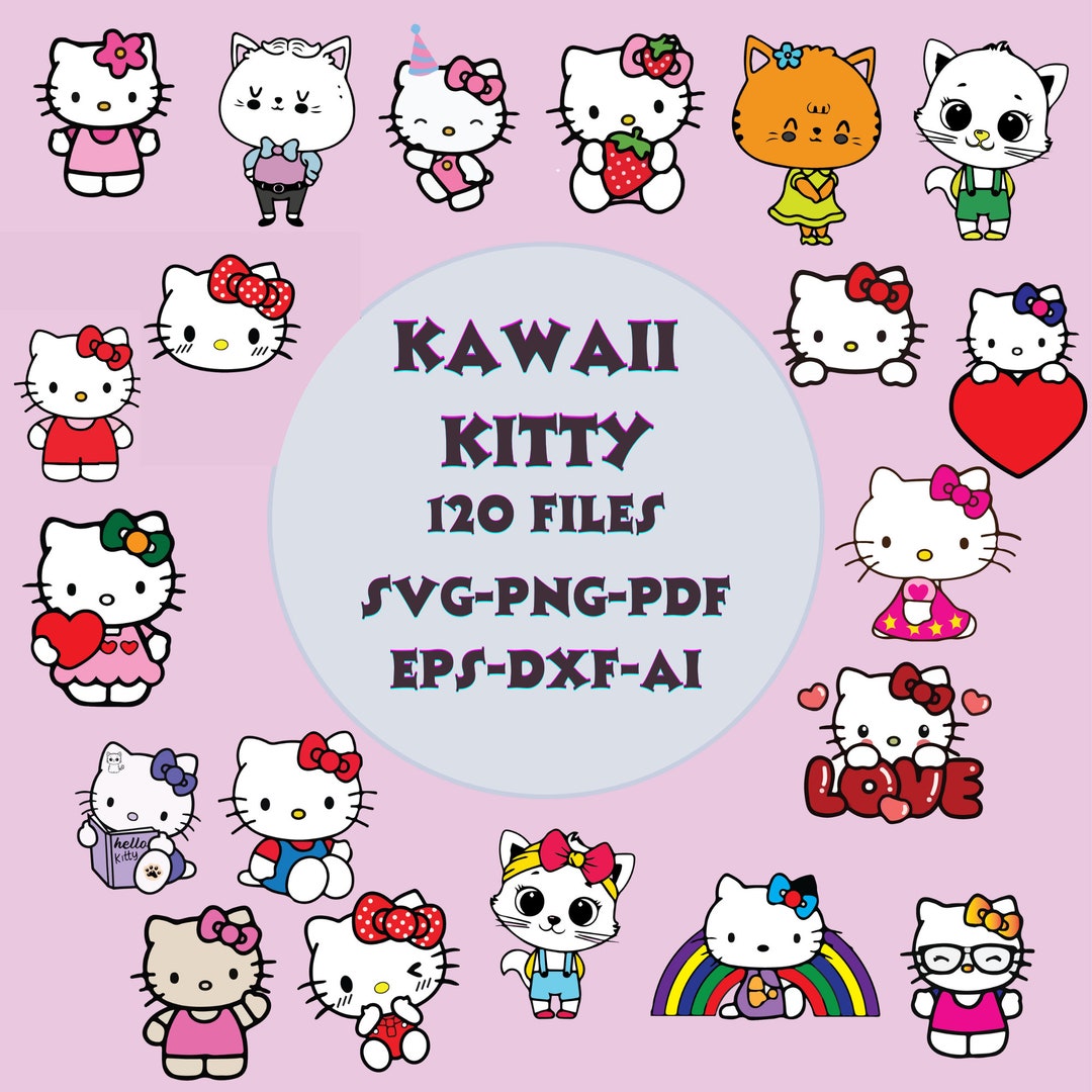 Kawaii Kitty SVG, Kawaii Kitty Svg Bundle, Hellow Kitty Svg, Kitty Svg, Cute Cat Svg, Kawaii ...