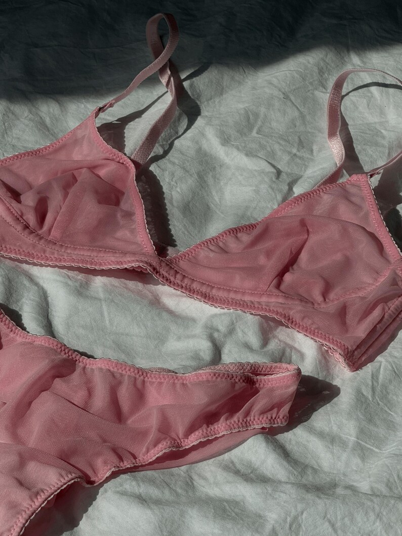 Sheer Bra,triangle Bralette,see Through Panty,strappy Underwear,sheer ...