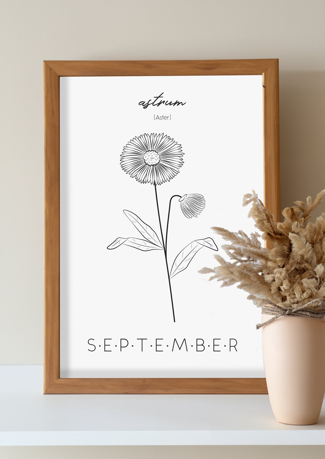 DIGITAL Birth Flower September Aster Poster as PNG and SVG File for ...