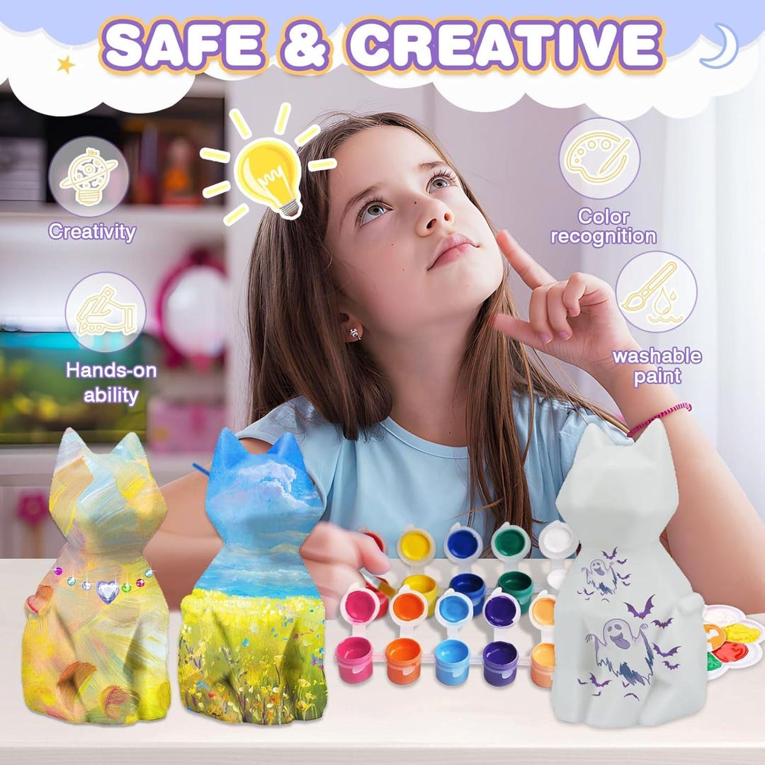 Paint Your Own Cat Lamp Kit DIY Arts and Crafts Night Light for Kids ...