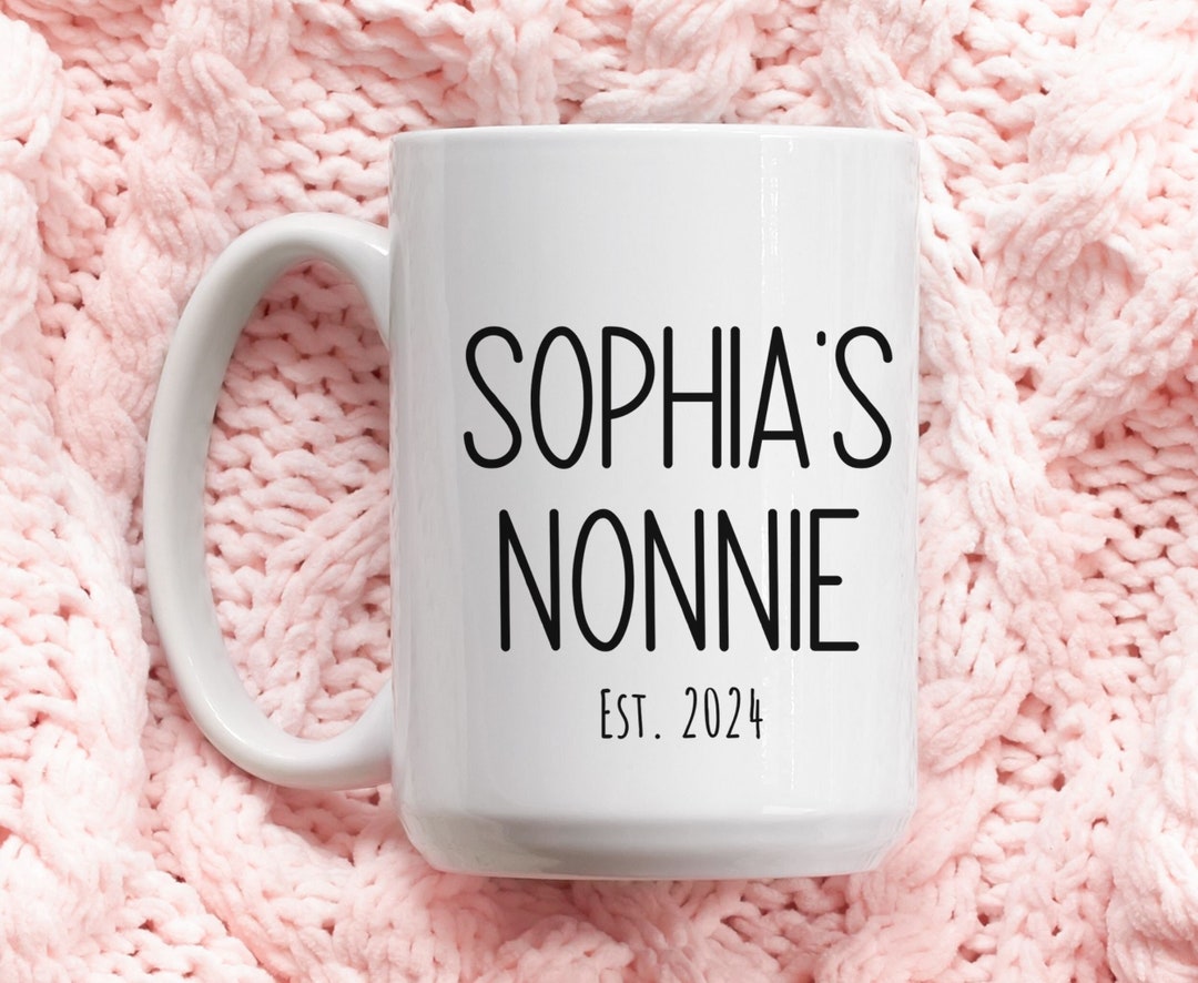 Personalized Nonnie Mug: Grandchild Pregnancy Announcement, Custom ...