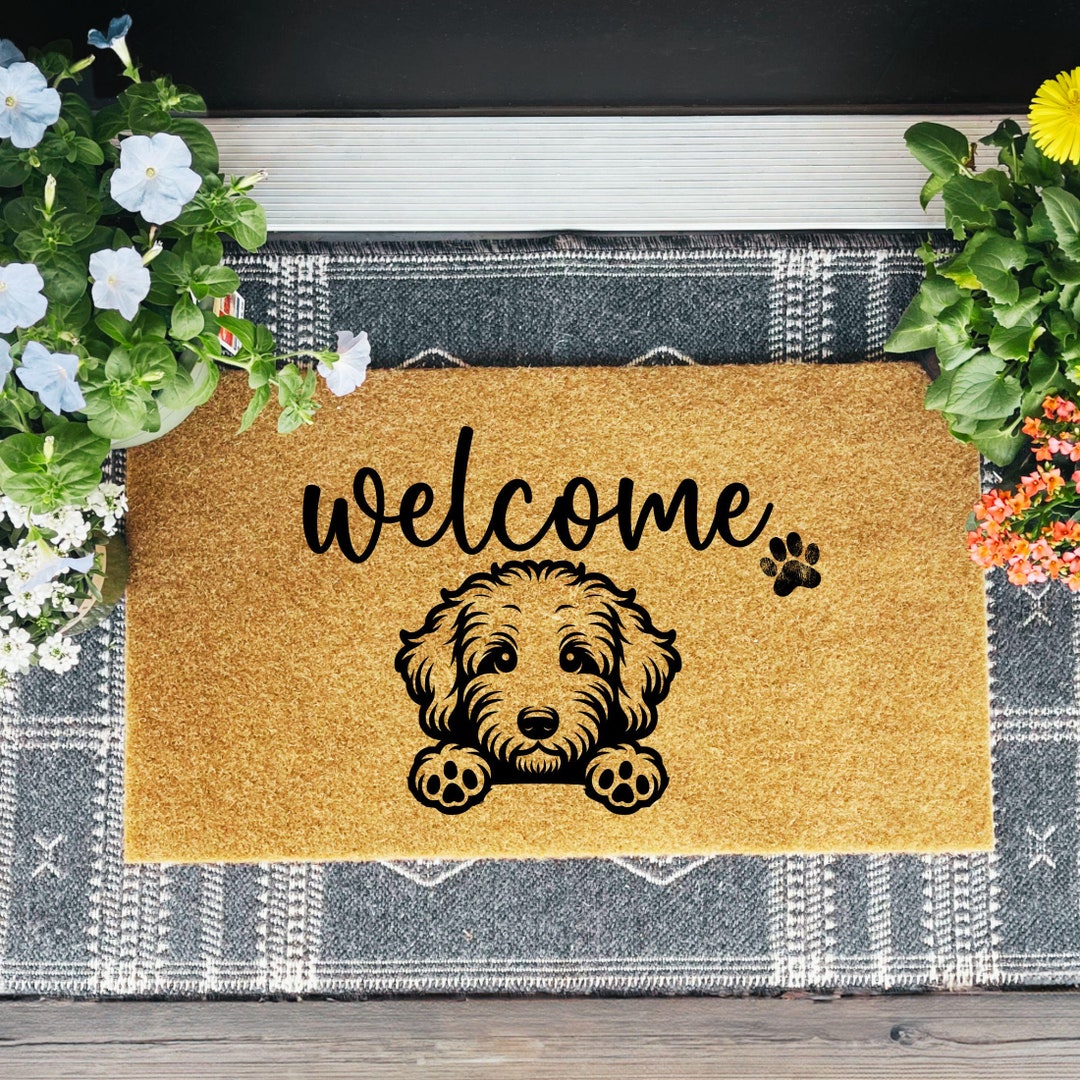 Goldendoodle Welcome Mat: Sturdy Coir Doormat, Dog Lover Gift - Etsy