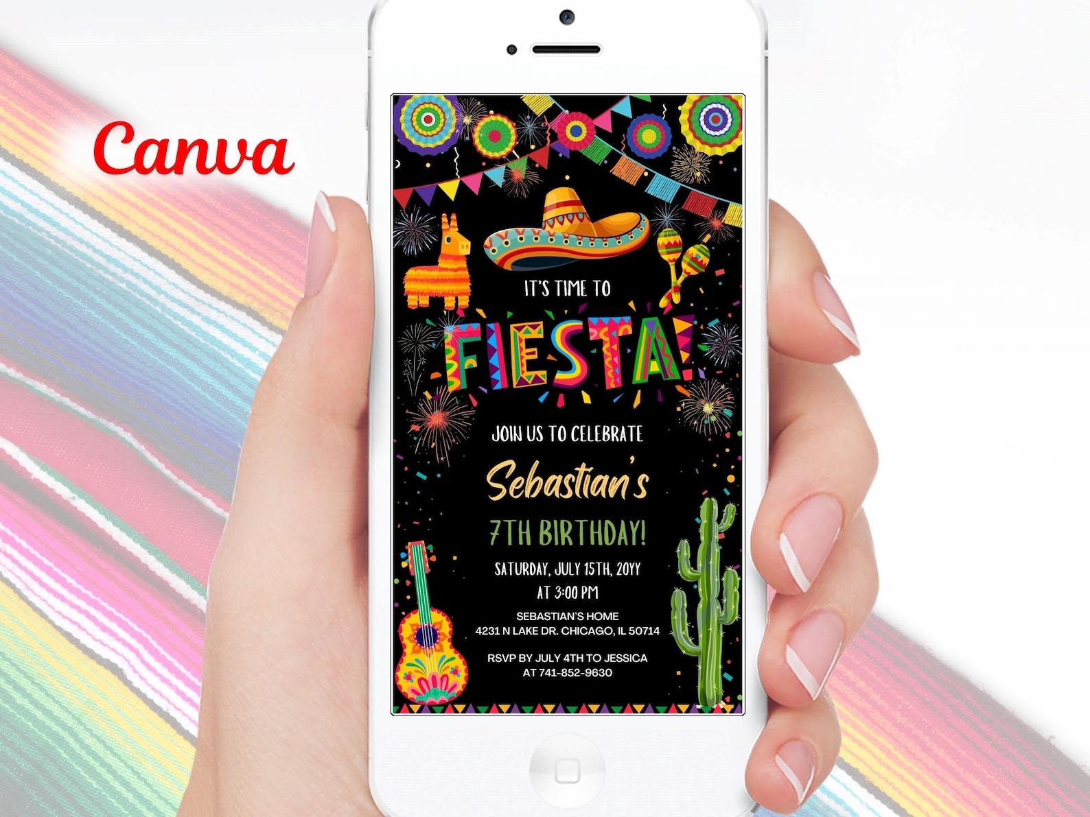 Electronic Fiesta Birthday Invitation for Boy, Template for Any ...