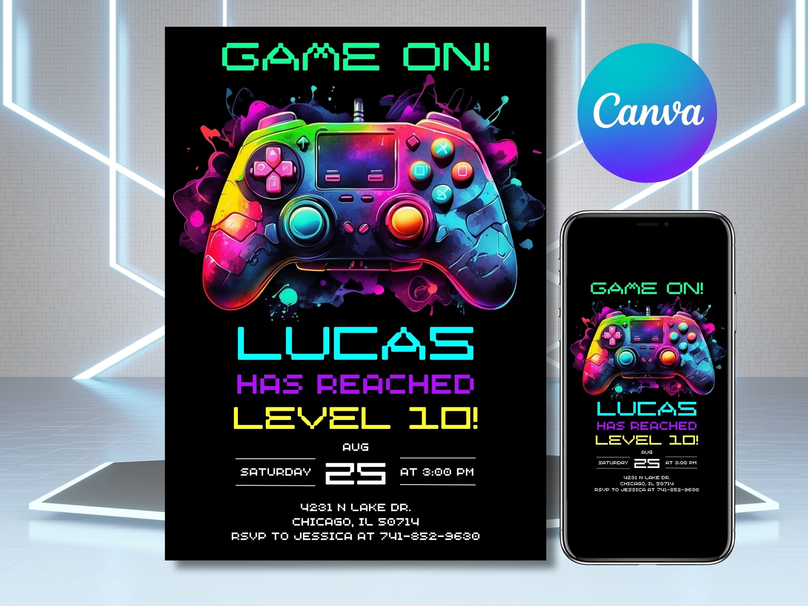 Editable Video Game Party Invitation Template, Game on Birthday Invite ...