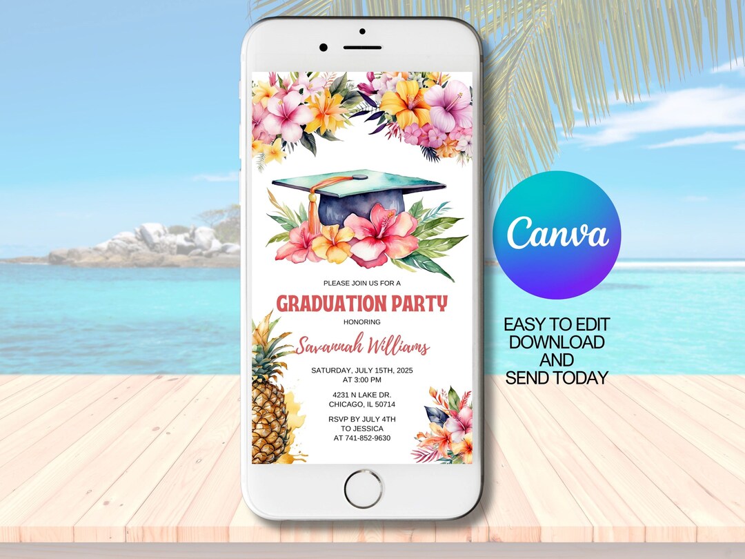 Electronic Graduation Party Invitation Template for Any Smartphone ...