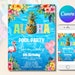Editable Aloha Pool Party Birthday Invitation, Hawaiian Pool Party ...
