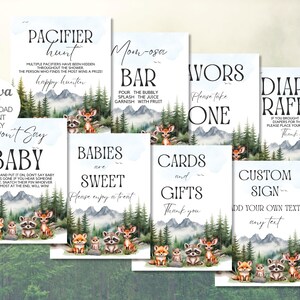 Forest Animals Baby Shower Signs Bundle: Editable Canva Template ...