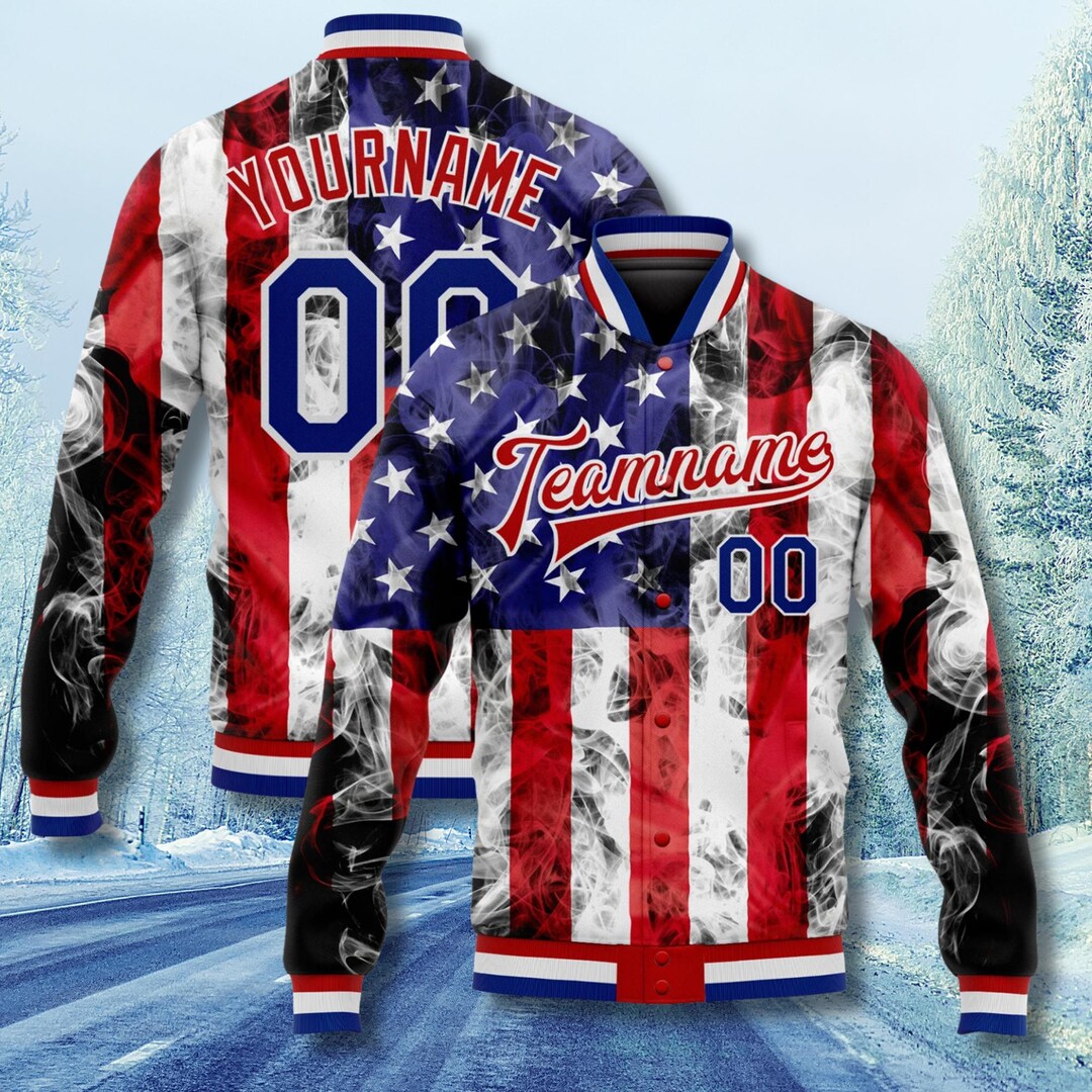 Personalized American Flag Varsity Jacket: Custom Team Letterman Coat ...