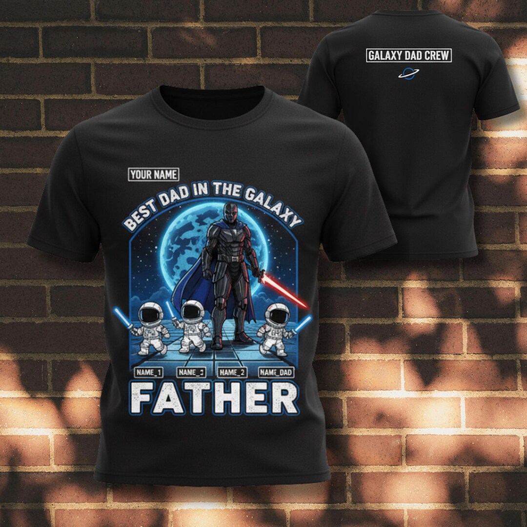 Personalized Best Dad in the Galaxy Shirt, Custom Kids Names, Space Dad ...