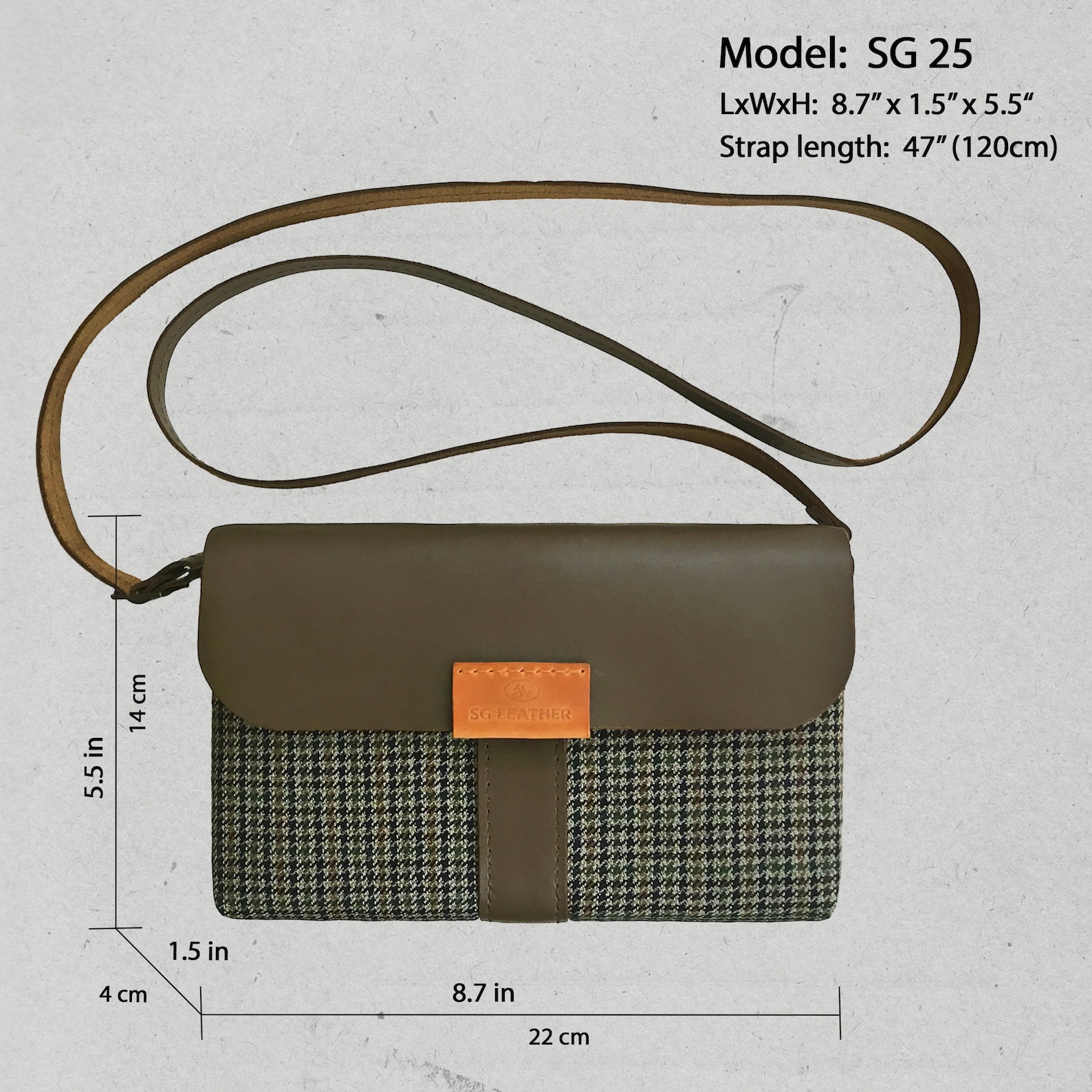 Tweed and Leather Bag, Small Crossbody Tweed Bag, Shoulder Leather Bag ...