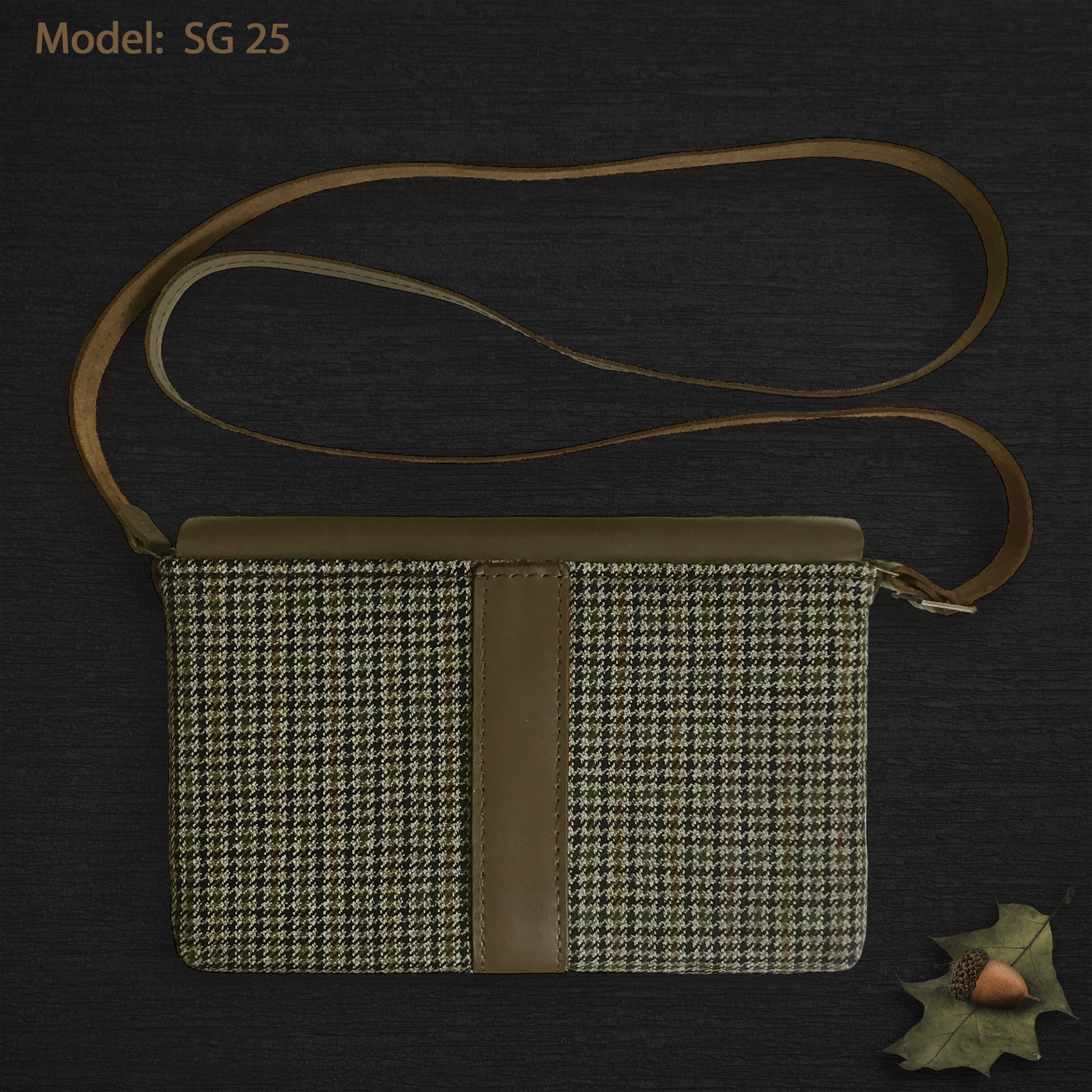 Tweed and Leather Bag, Small Crossbody Tweed Bag, Shoulder Leather Bag ...