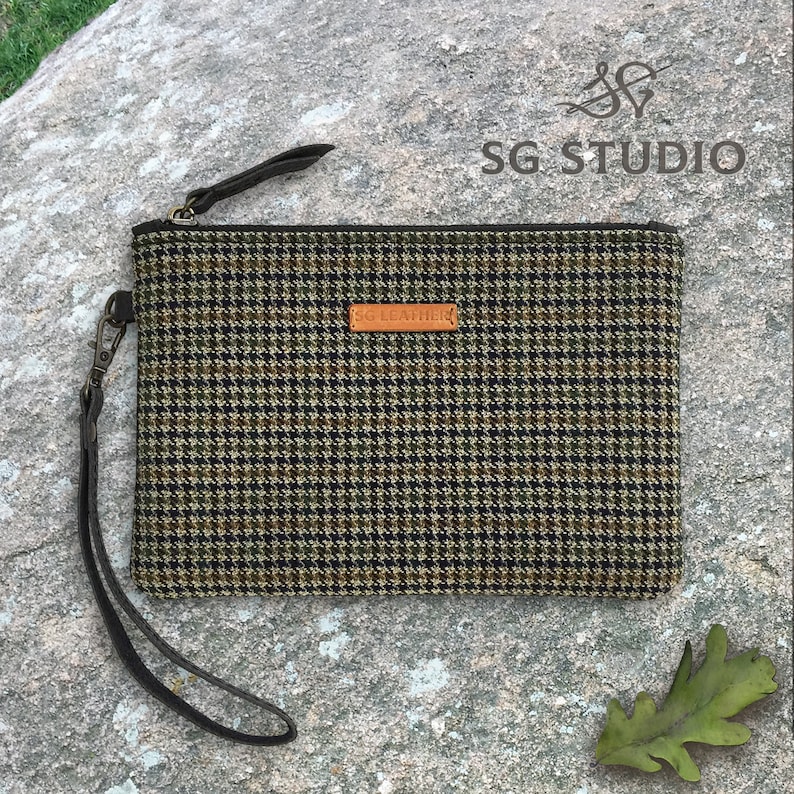 Passport Holder, Tweed and Leather Passport Wallet, Document Holder ...