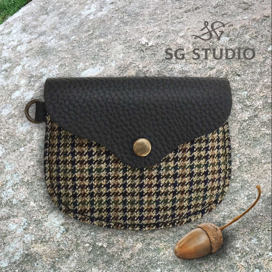 Minimalist Wallet, Tweed and Leather Wallet With Flap, Slim Wallet ...