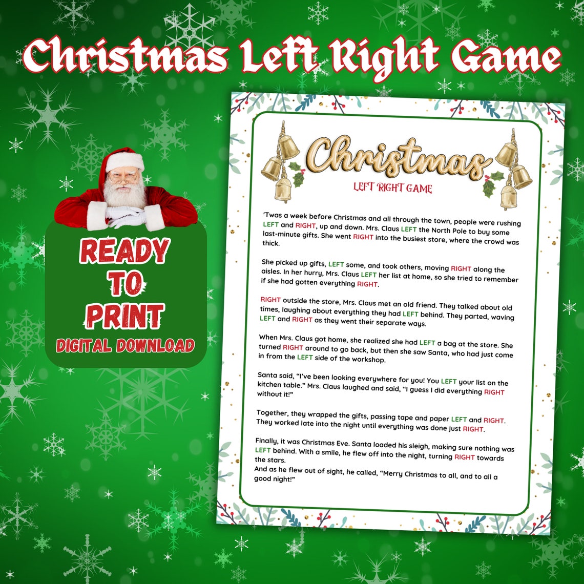 Christmas Left Right, Christmas Party Game, Gift Exchange Game, Pass ...