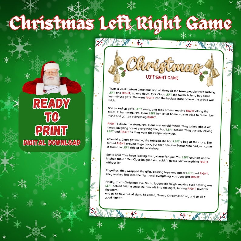 Christmas Left Right, Christmas Party Game, Gift Exchange Game, Pass ...