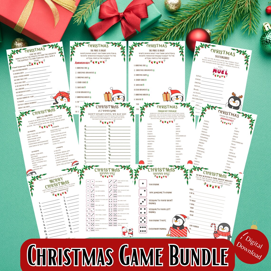 Printable Christmas Game Bundle Christmas Party Games - Etsy