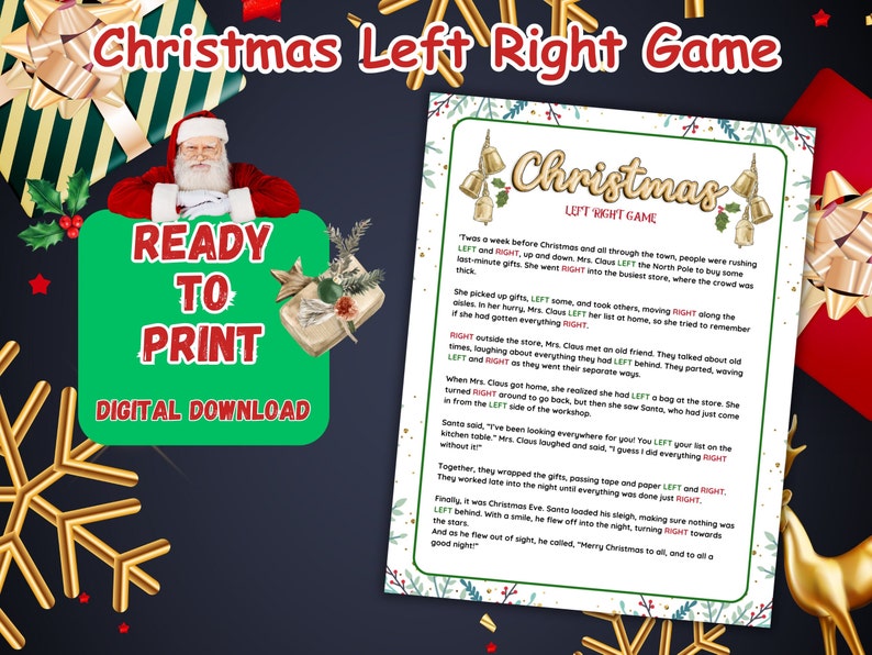 Christmas Left Right, Christmas Party Game, Gift Exchange Game, Pass ...