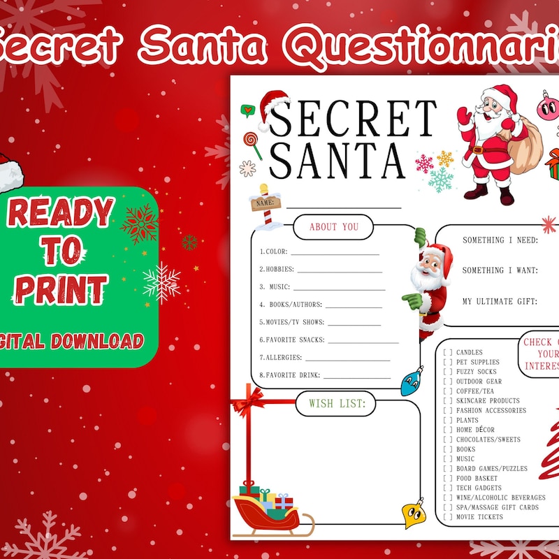 Secret Santa Tags - Etsy
