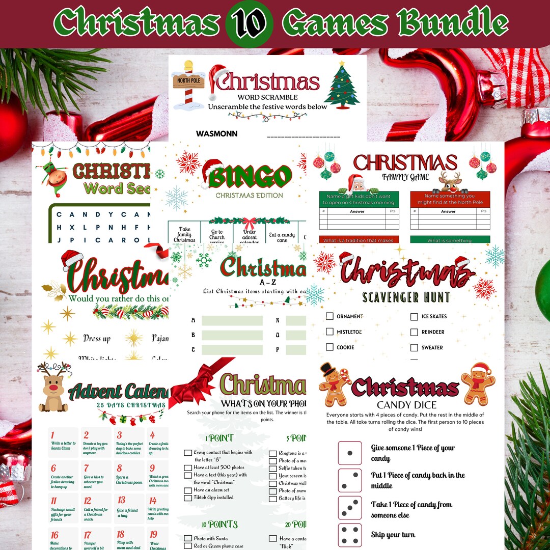 Printable Christmas Game Bundle,christmas Party Games,christmas Games ...