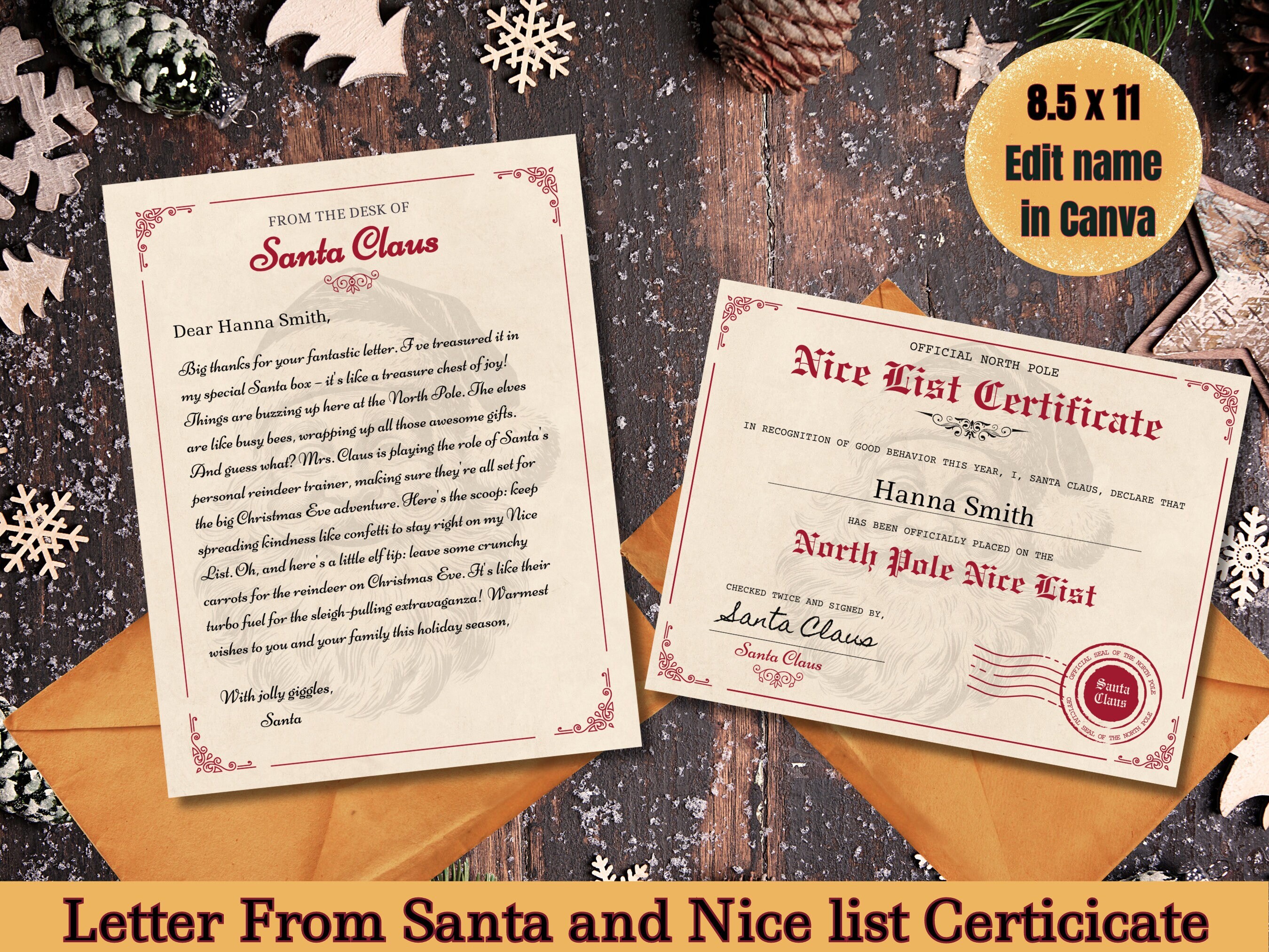 Letter From Santa, Nice List Certificate,printable Santa Letter,santa ...