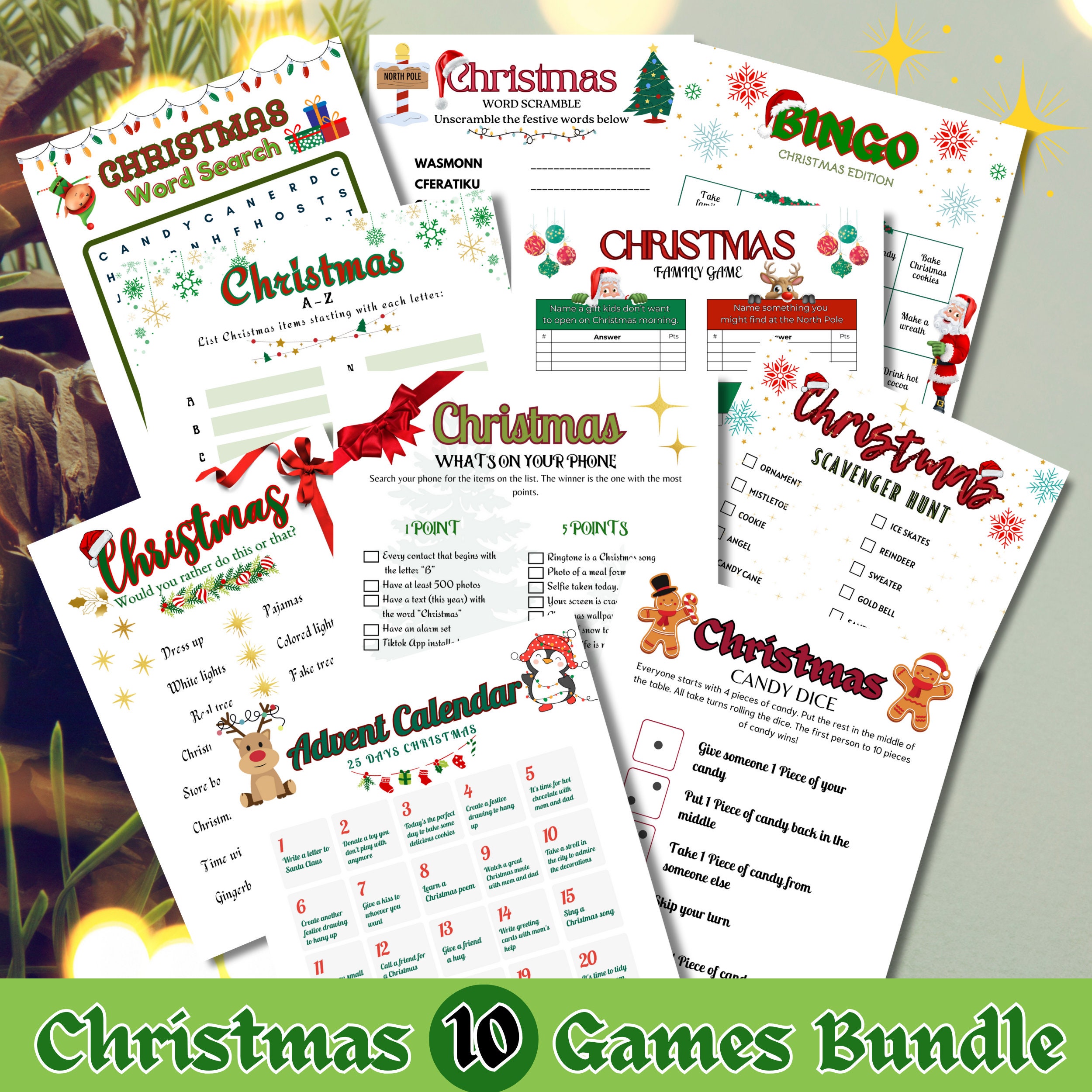Printable Christmas Game Bundle,christmas Party Games,christmas Games ...