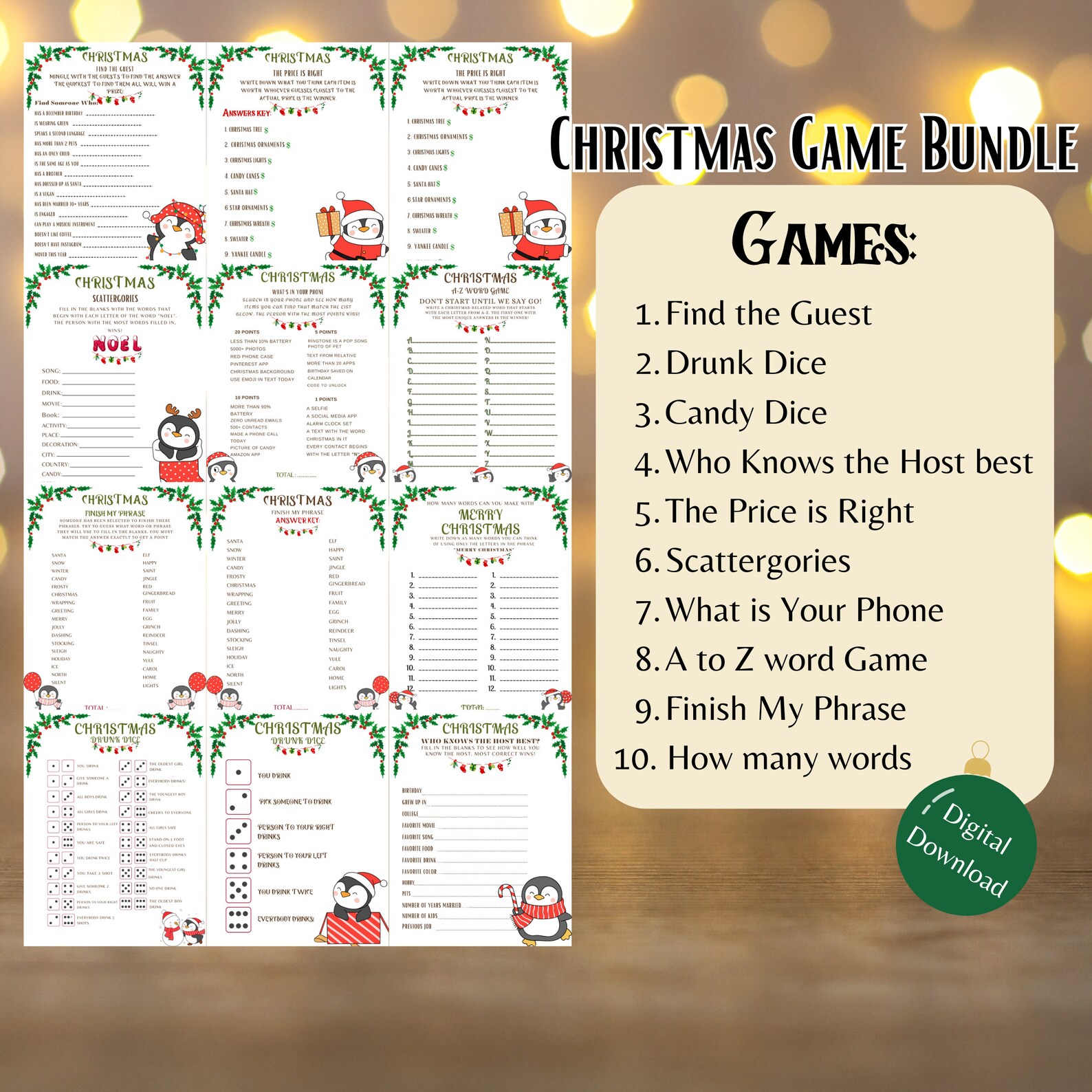 Printable Christmas Game Bundle Christmas Party Games - Etsy