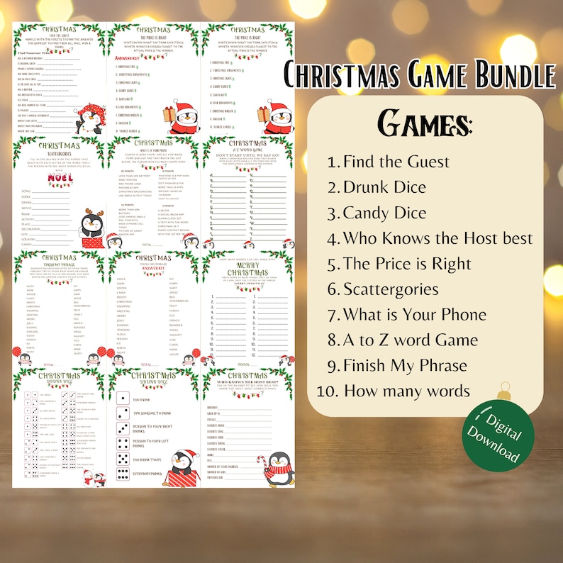 Printable Christmas Game Bundle Christmas Party Games - Etsy