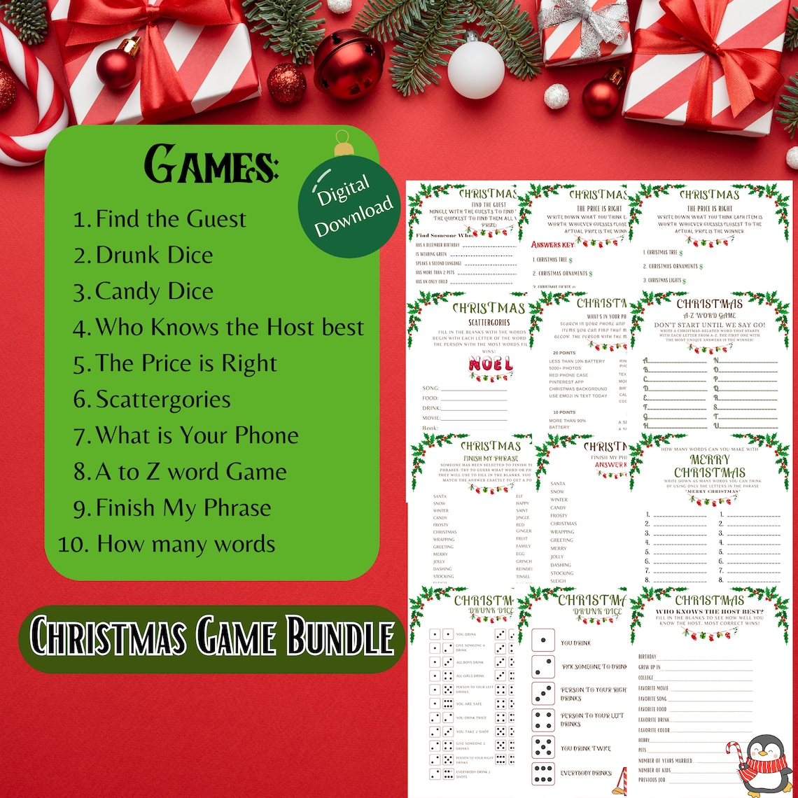 Printable Christmas Game Bundle Christmas Party Games - Etsy