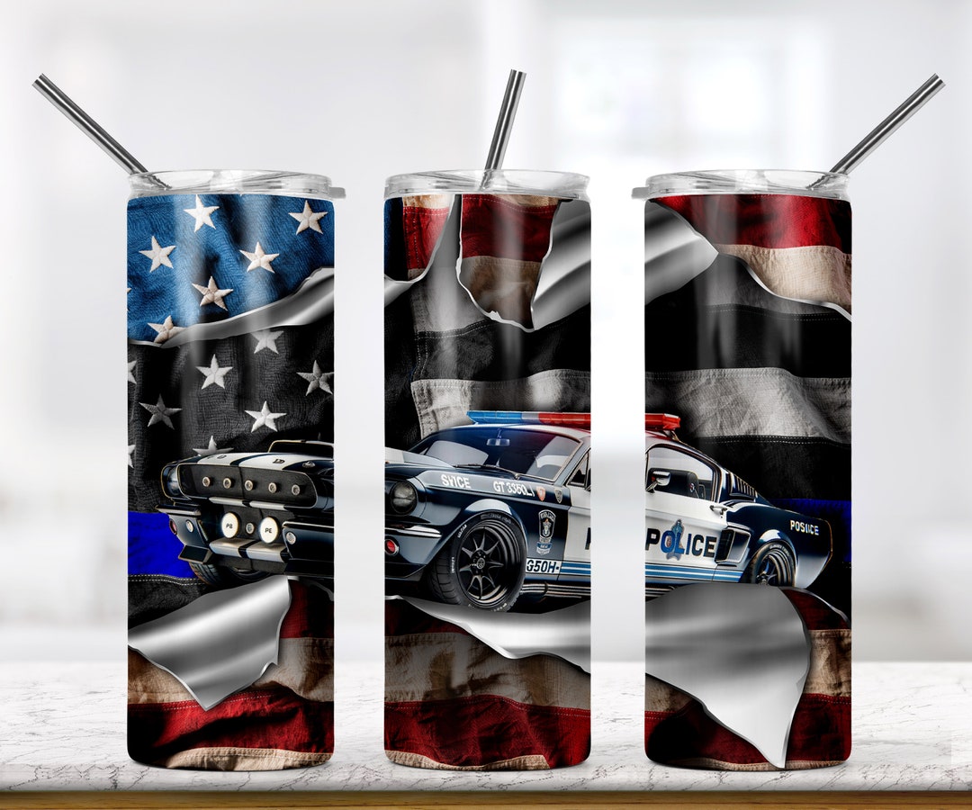 Thin Blue Line, Police Car 20 Oz Skinny Tumbler Sublimation Design ...