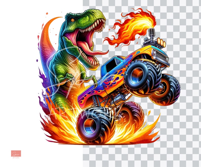T-rex Dinosaur Monster Truck Png Sublimation Design, Extreme Vehicle ...