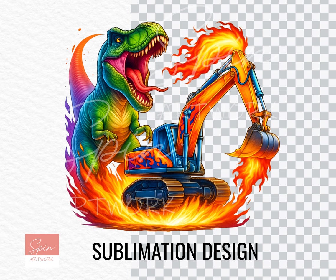 T-rex Dinosaur Digger Excavator Png Sublimation Design, Extreme Vehicle ...