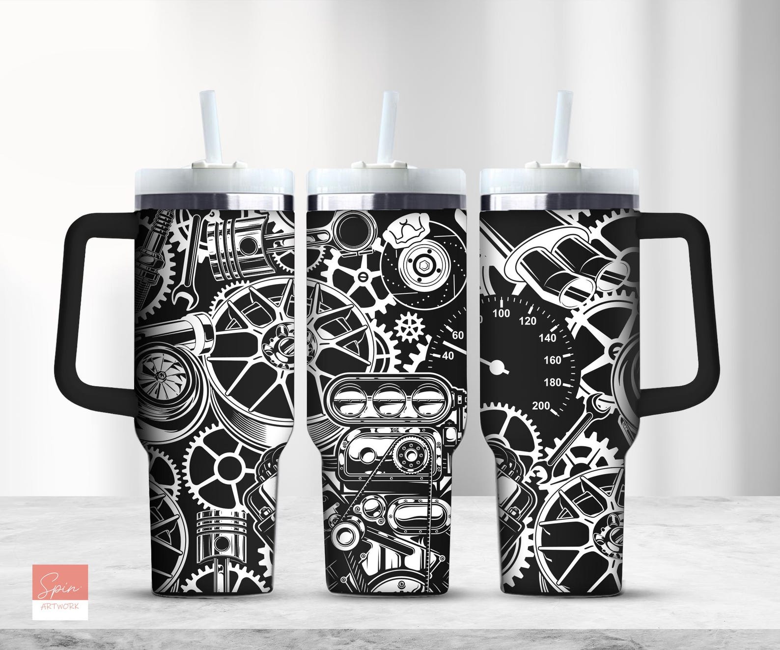 Gearhead 40oz Tumbler Laser Engraving Wrap, Car Engine 40 Oz Tumbler ...