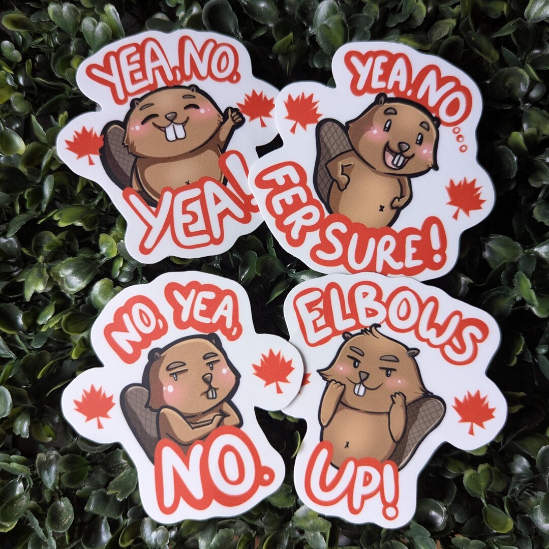 Canadian Beaver Stickers - Single or Set of 4. Elbows Up, Eh? - Etsy