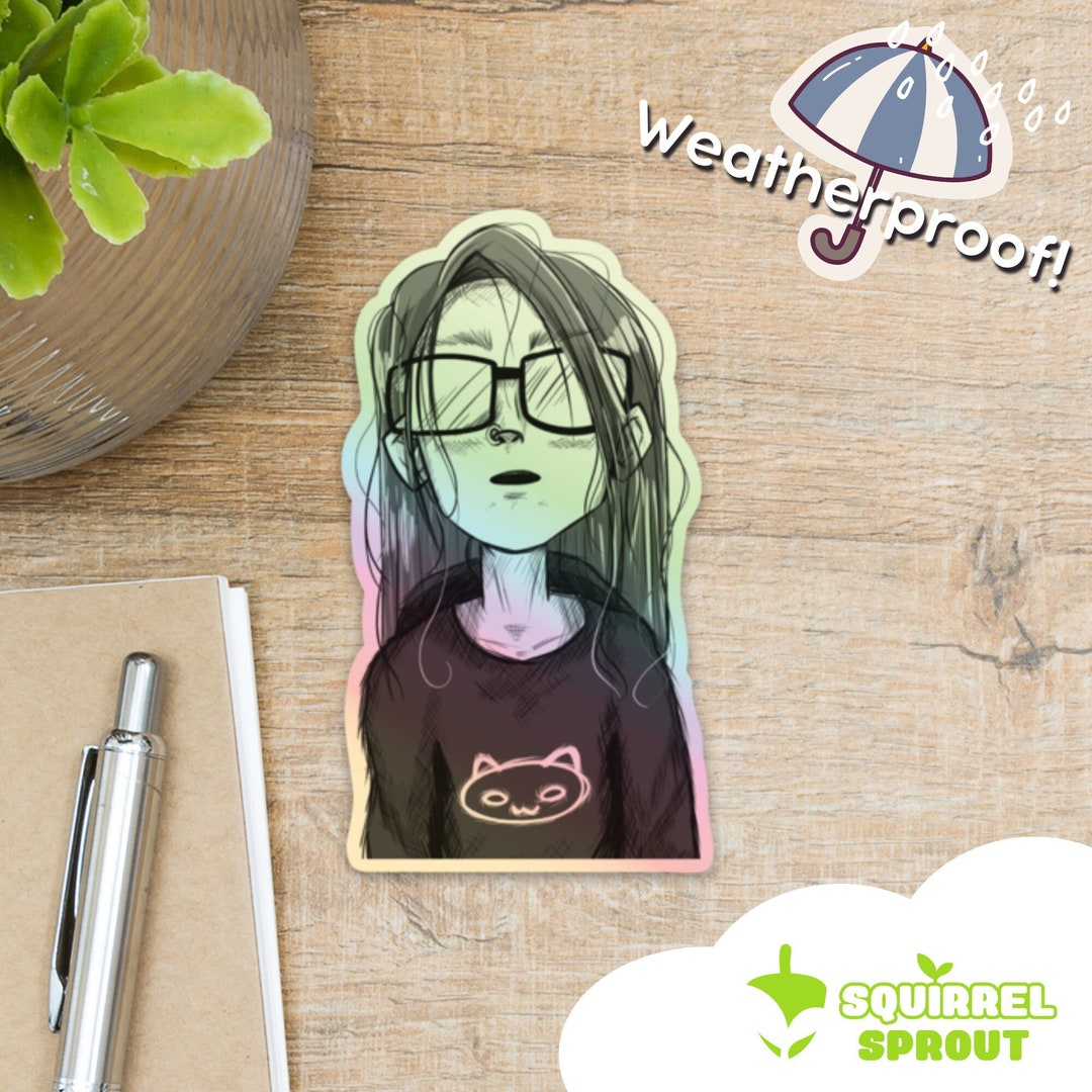 Nerd Girl Holographic Sticker Weather Proof Vinyl Sticker - Etsy