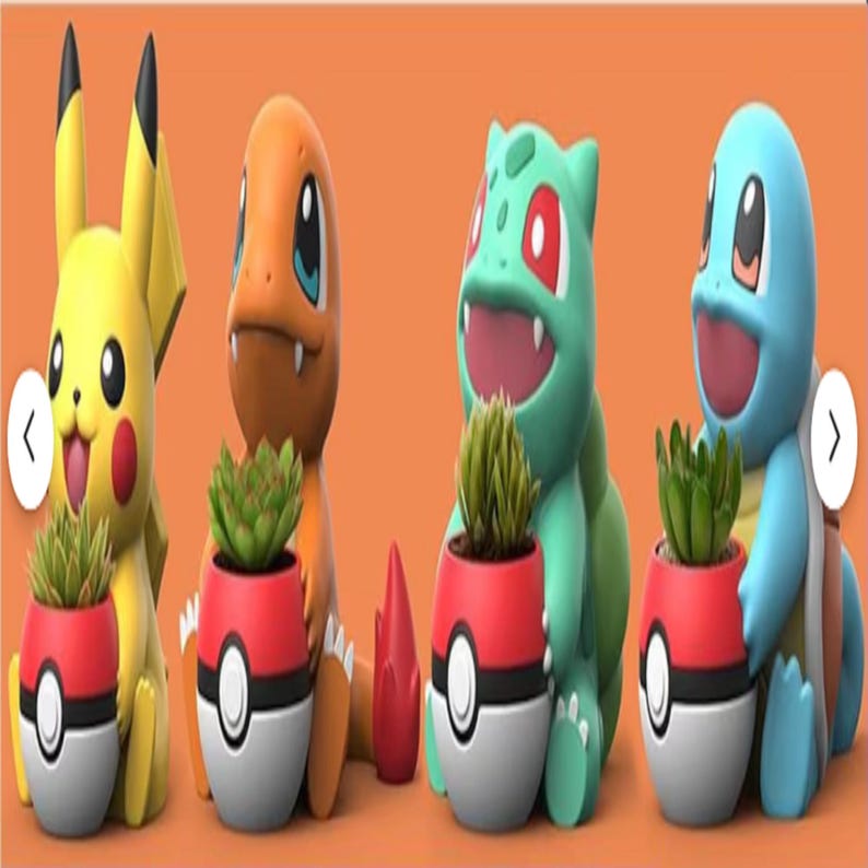 Pokemon Themed 3D Print STL File - Pikachu, Charmander, Squirtle, Eevee ...