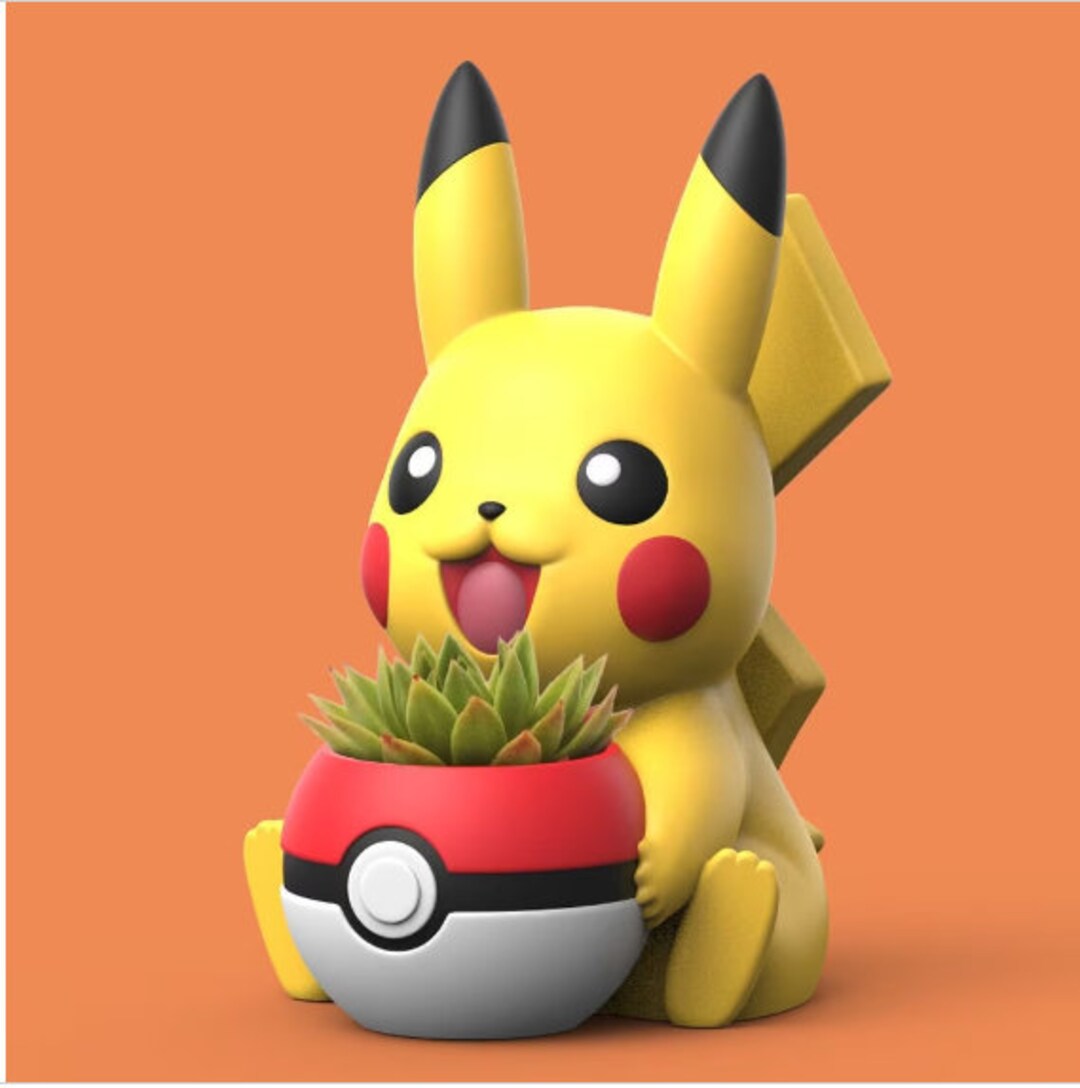 Pokemon Themed 3D Print Planter STL File Collection Pikachu, Charmender ...