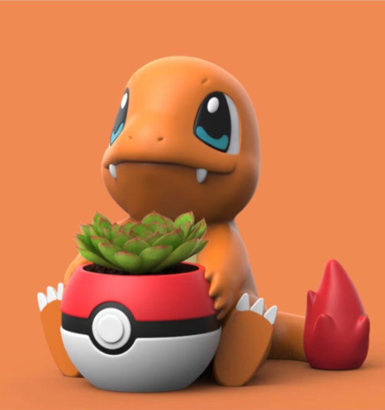 Pokemon Themed 3D Print Planter STL File Collection Pikachu, Charmender ...