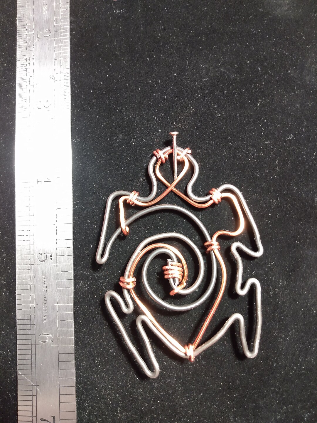 Sea Turtle Copper and Steel Wire Sculpture Pendant - Etsy