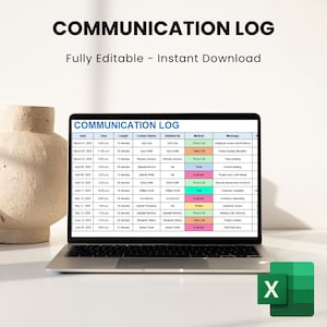 Communication Log Excel, Communication Log Template, Phone Log, Call ...