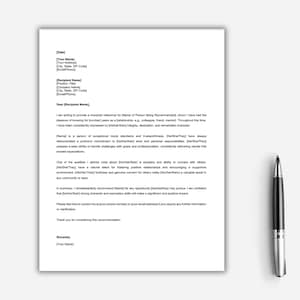 Professional Character Reference Letter Template, Character Reference ...